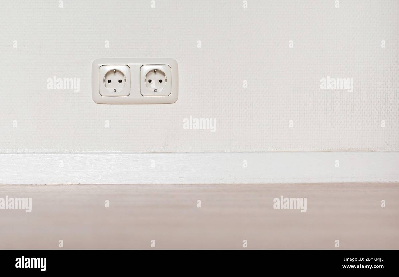 Electrical jack white plastic socket Stock Photo - Alamy