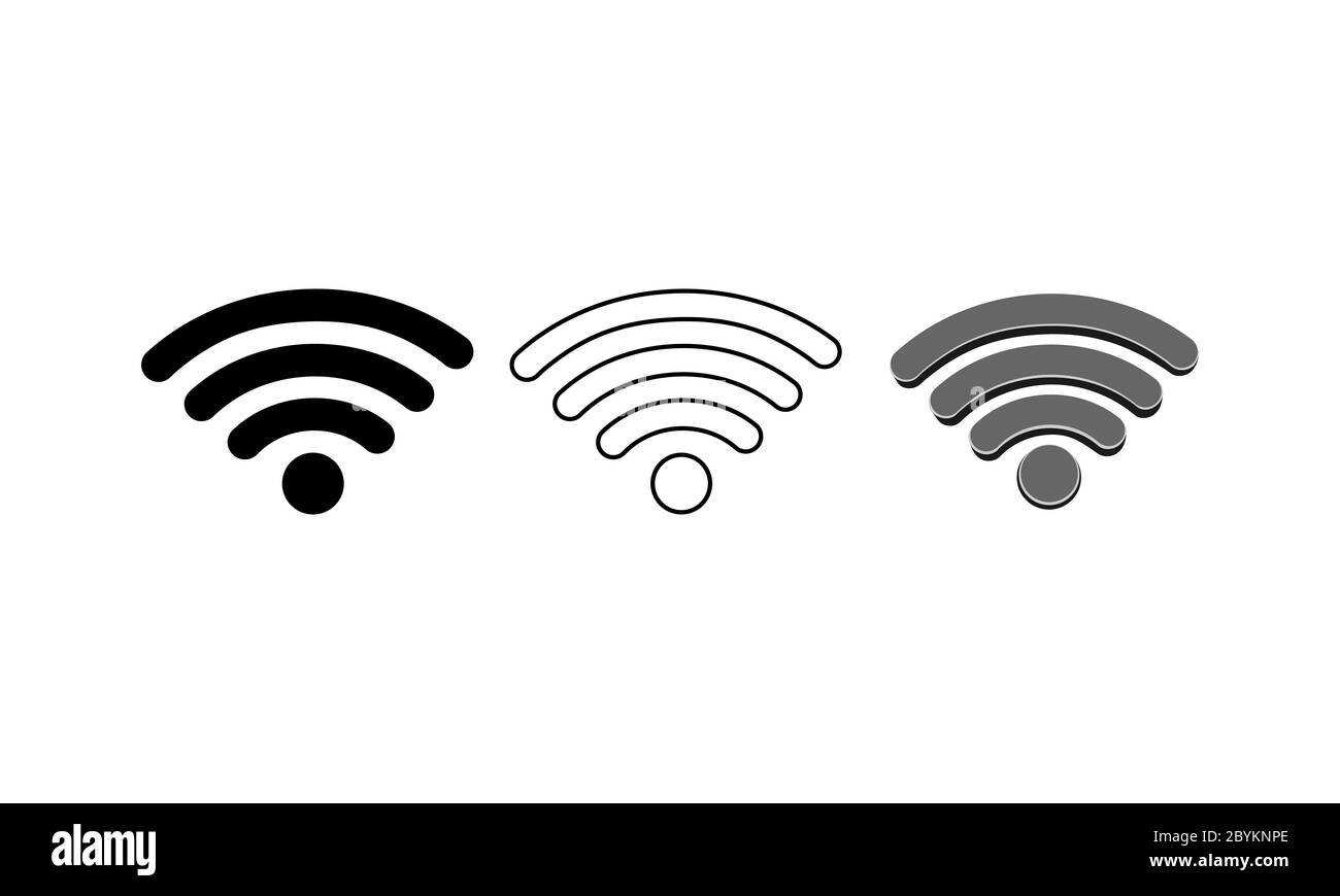 Wi fi wireless network symbol icons set in white black on isolated ...