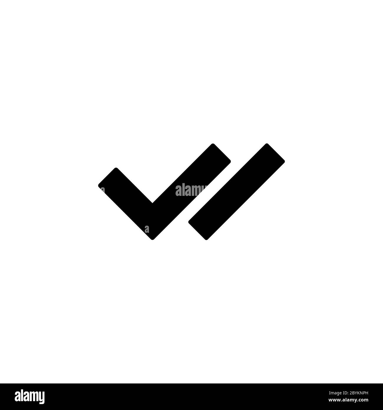 Checkmark double right symbol icon set, wrong symbol on isolated white ...