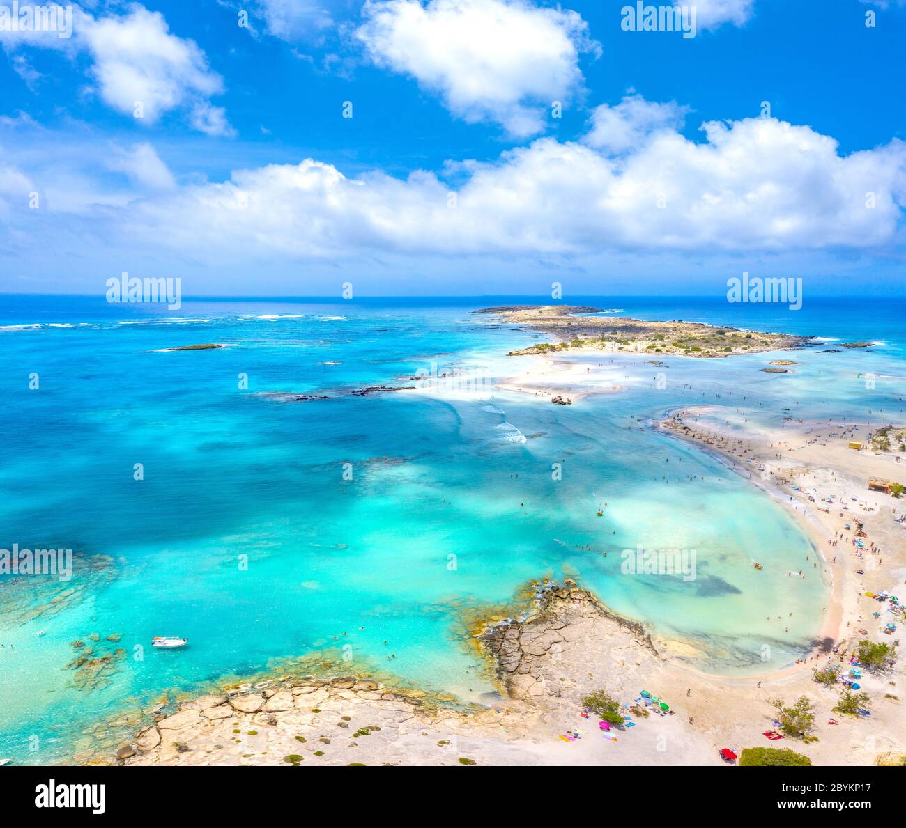 Tropical sandy beach with turquoise water, in Elafonisi, Crete, Greece ...