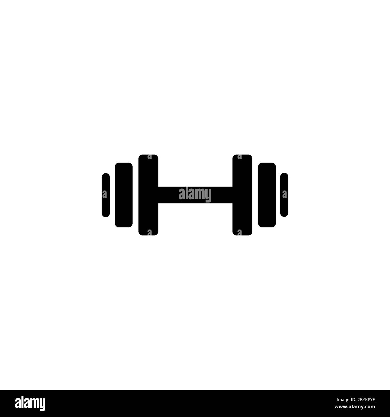 Dumbbell weights symbol or exercise icon in black on isolated white background. EPS 10 vector ...