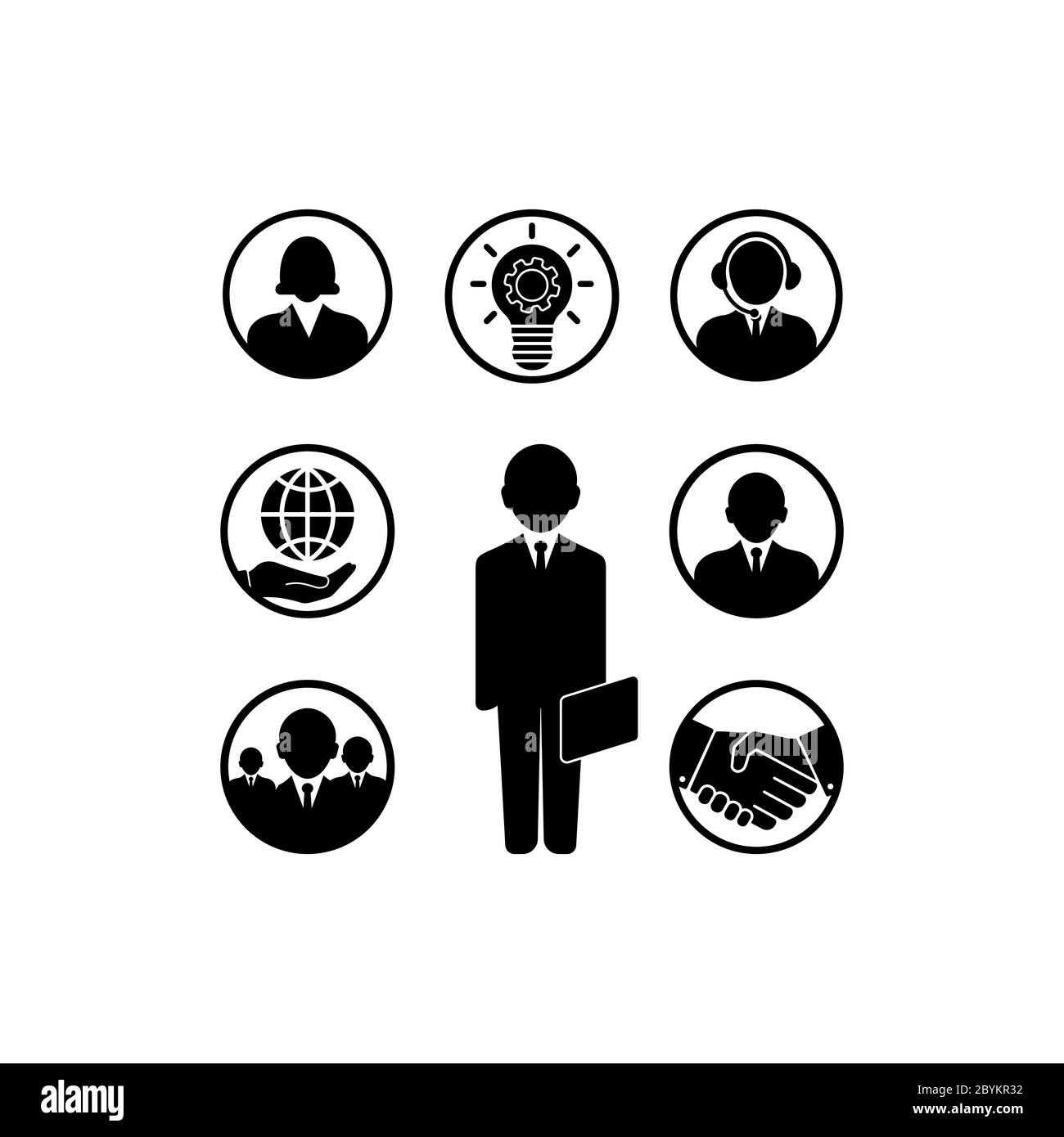 Business man icons set in black on isolated white background. EPS 10 ...