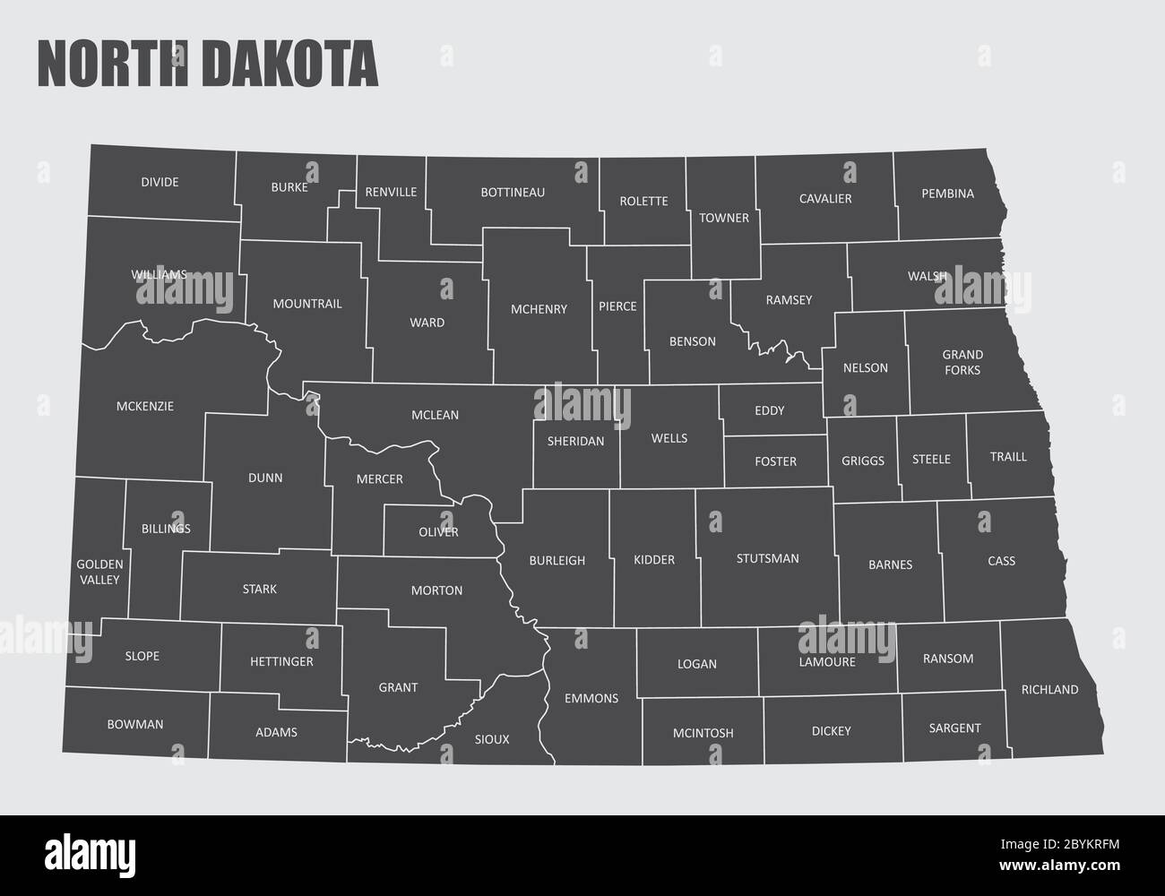 North Dakota County Map Stock Vector Image & Art - Alamy