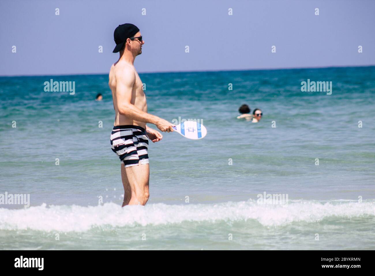 Tel Aviv Israel June 15, 2019 View of unknown Israeli people having fun ...