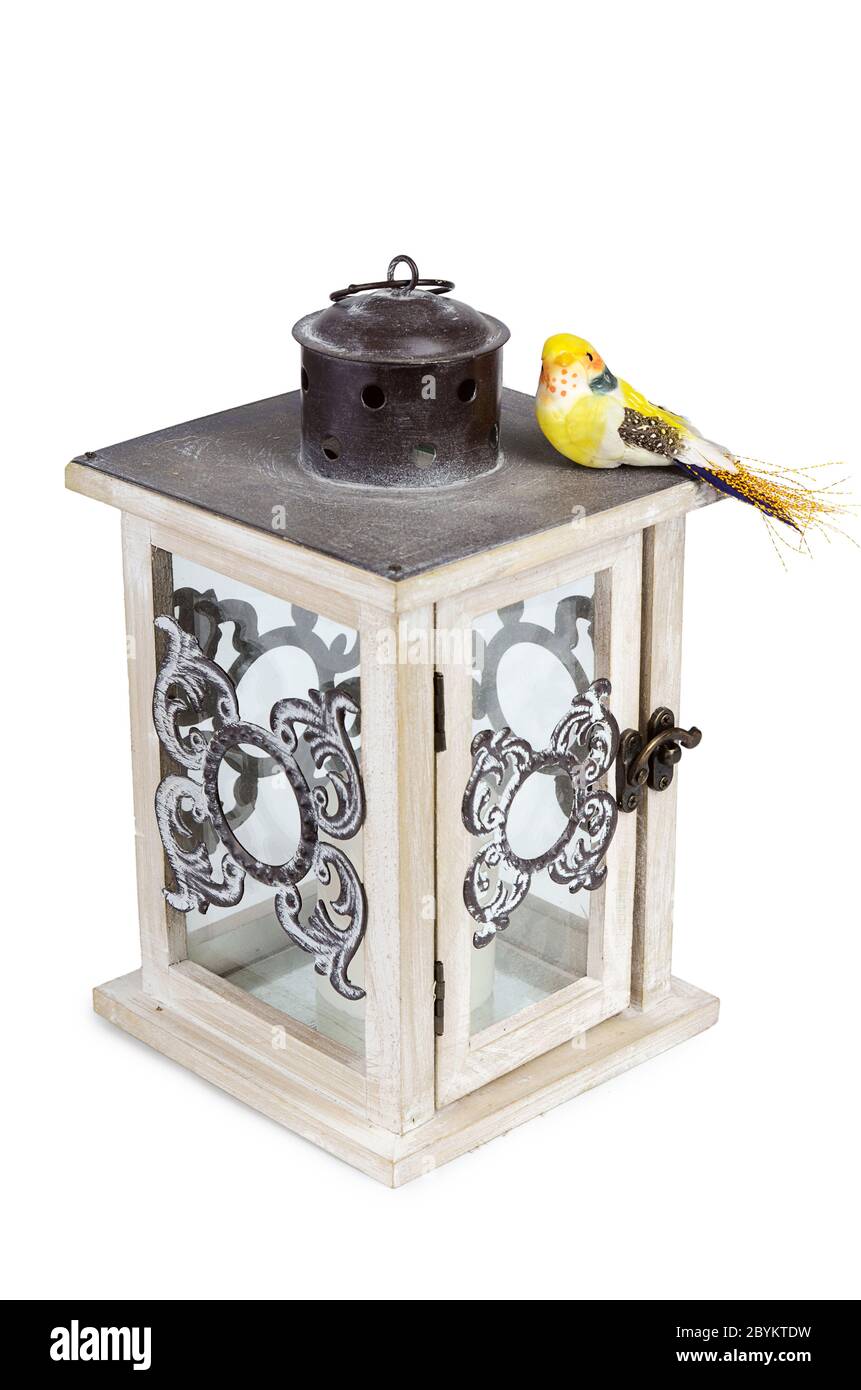 Ancient small lantern isolated on white Stock Photo - Alamy
