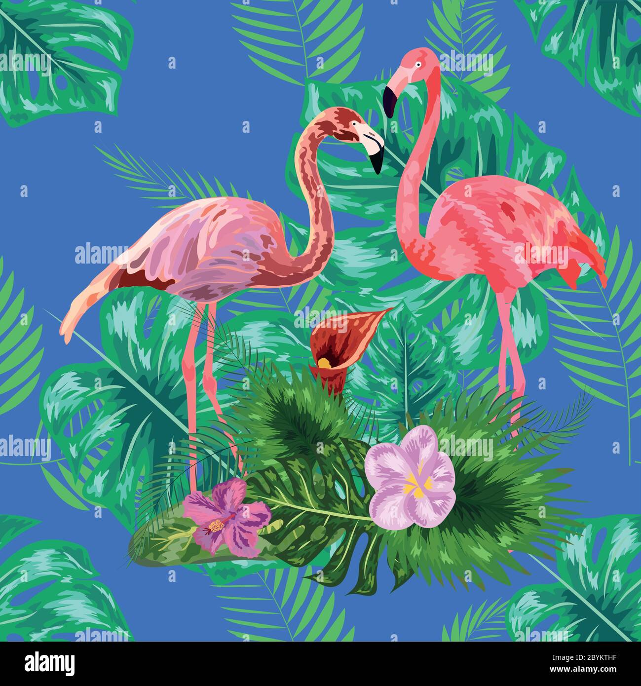 seamless pattern of trendy bird pink flamingos. art design wallpaper ...