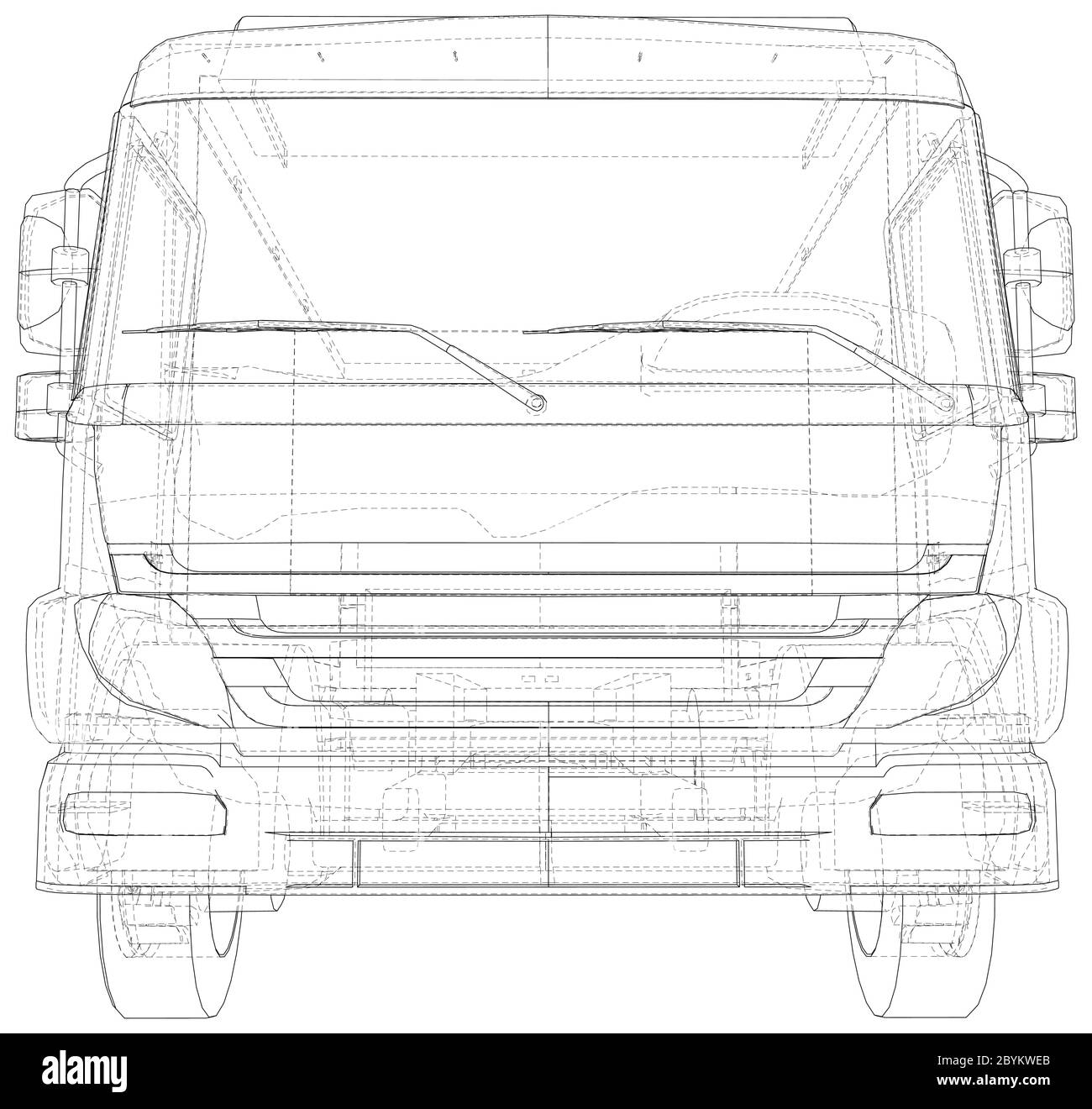 Commercial cargo van vector. Isolated Wire-frame Truck freight. Wire ...