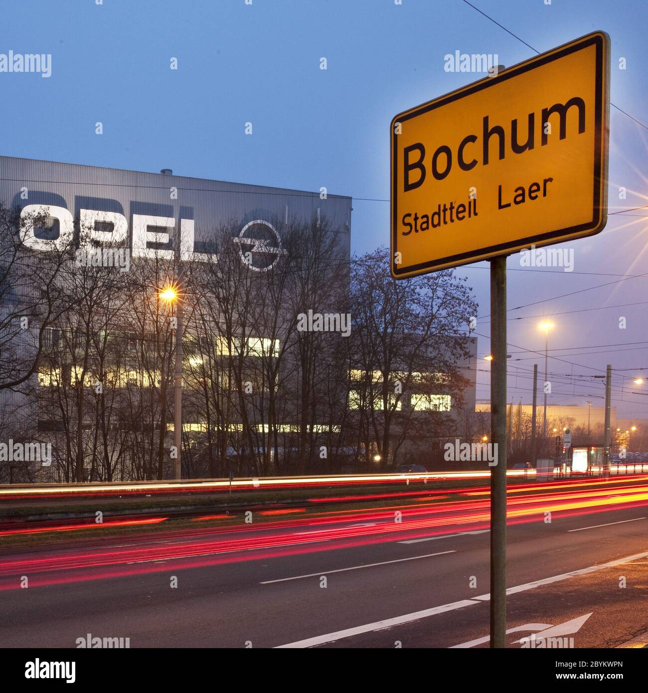 Opel factory with town sign, Bochum, Germany Stock Photo - Alamy
