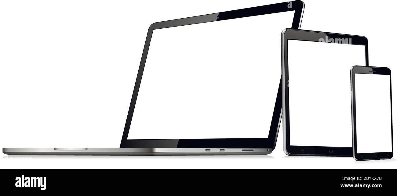 Tablet phone on laptop Stock Vector Images - Alamy