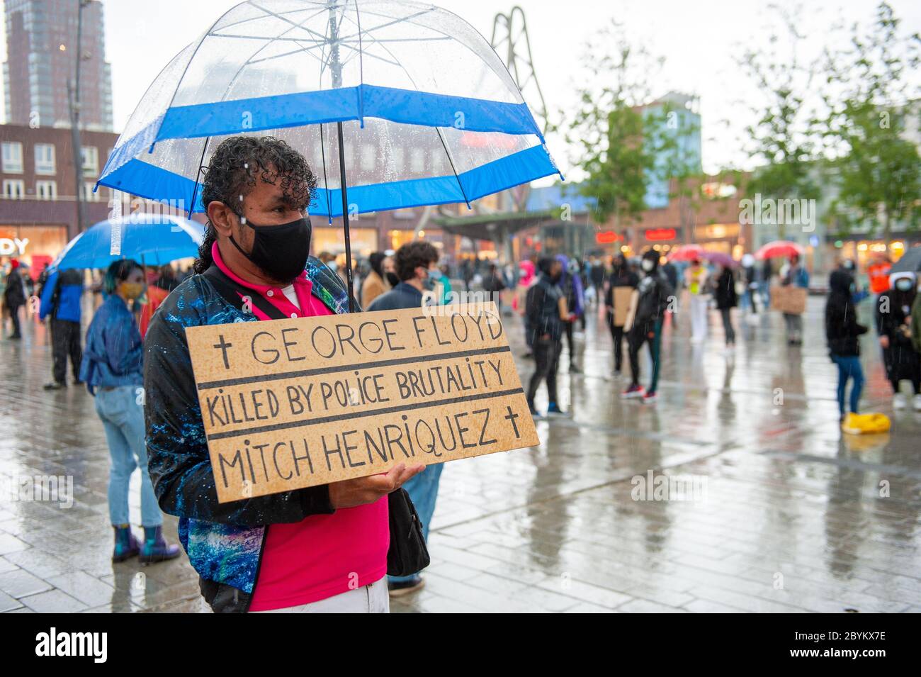 ENSCHEDE, THE NETHERLANDS - 05 JUNE, 2020: Protestors are demonstrating ...