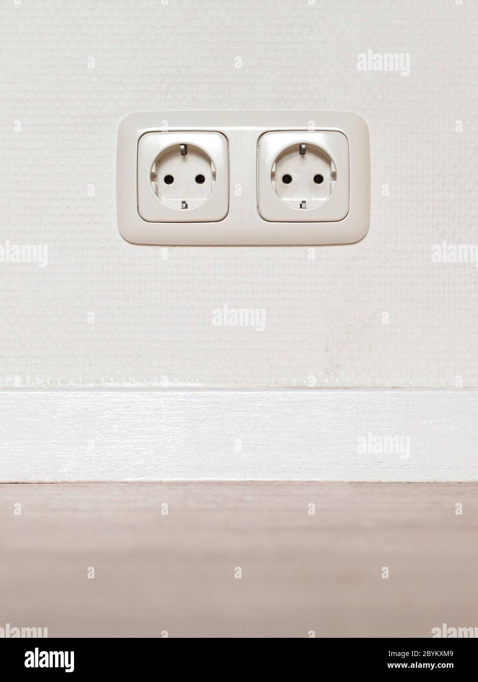 Electrical jack white plastic socket Stock Photo - Alamy