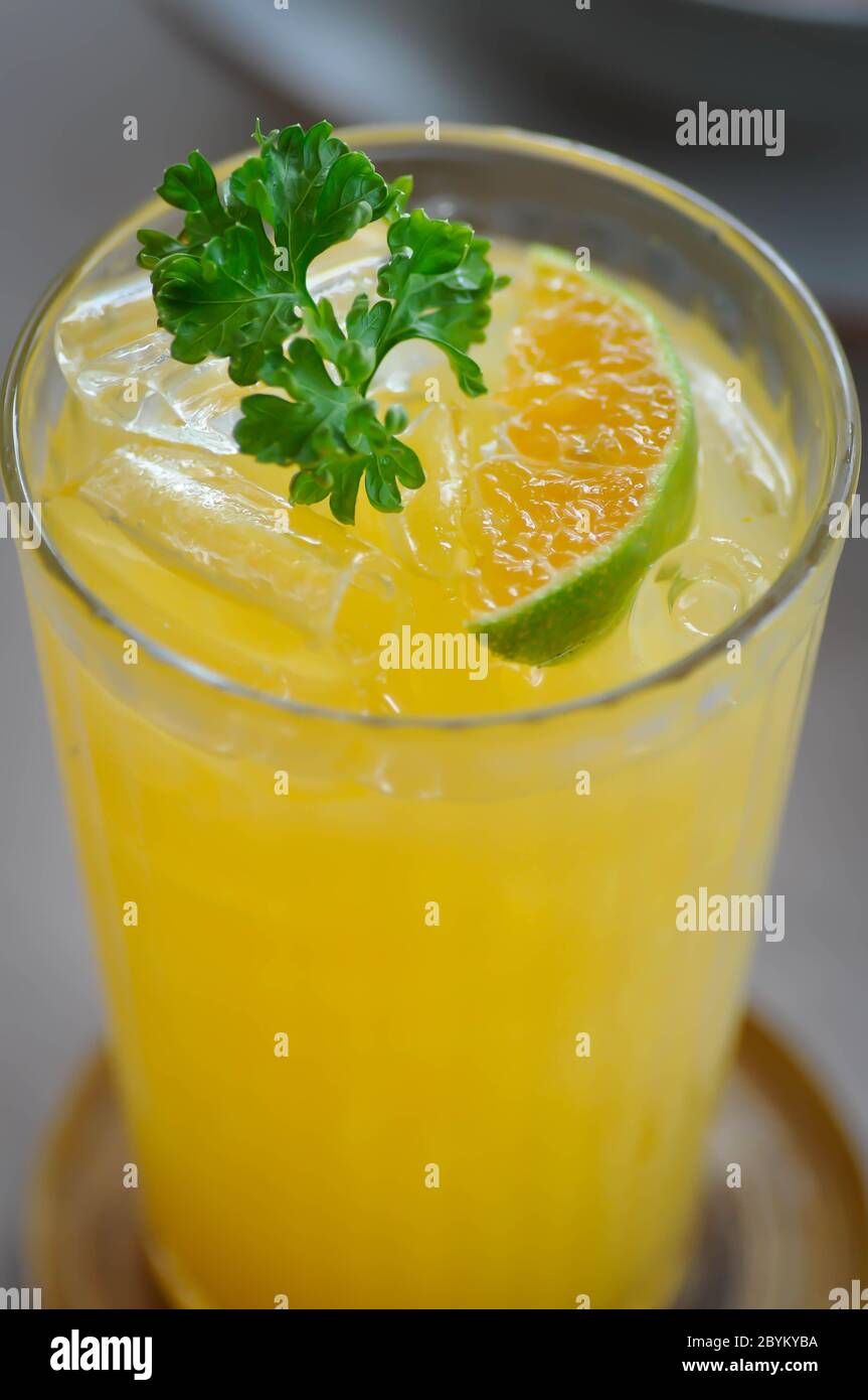 juice, orange juice with orange topping Stock Photo - Alamy