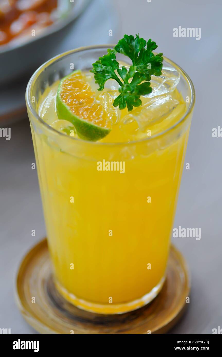 juice, orange juice with orange topping Stock Photo - Alamy