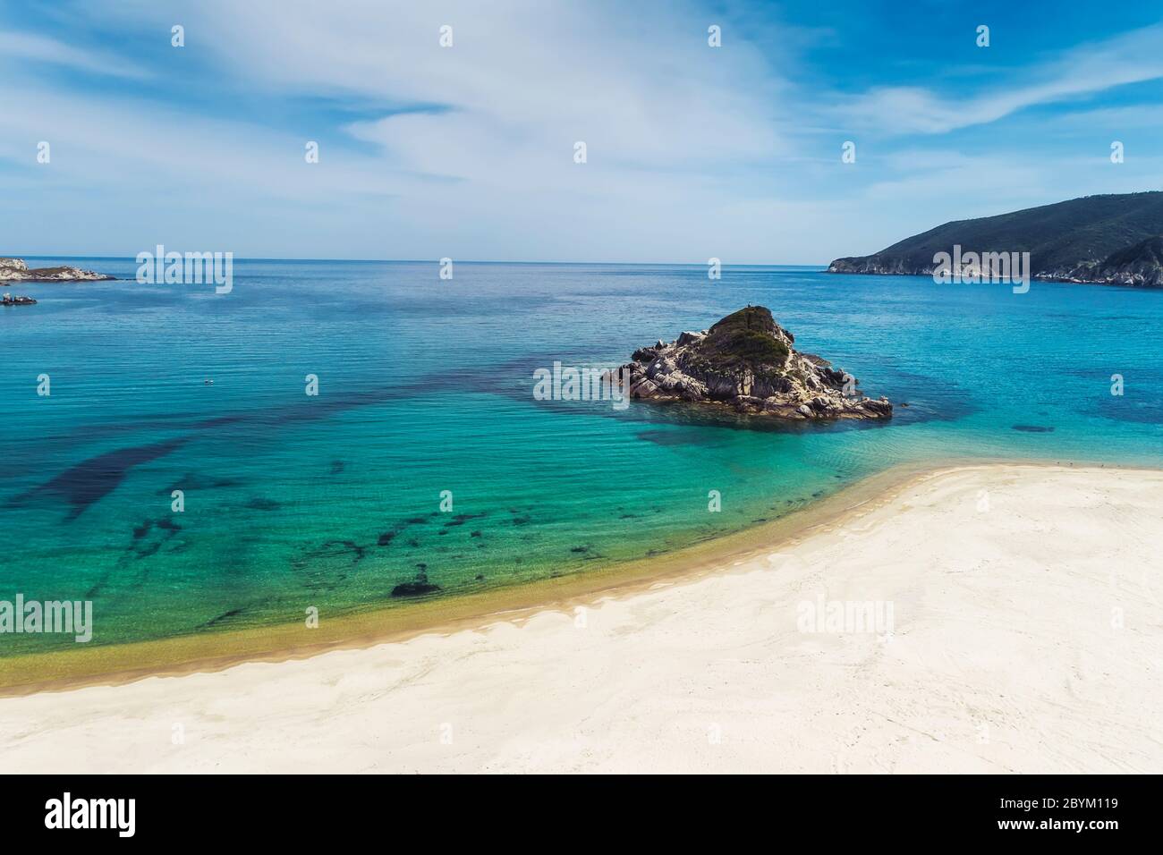 Aerial view of Kalamitsi beach on the Sithonia peninsula, in the ...