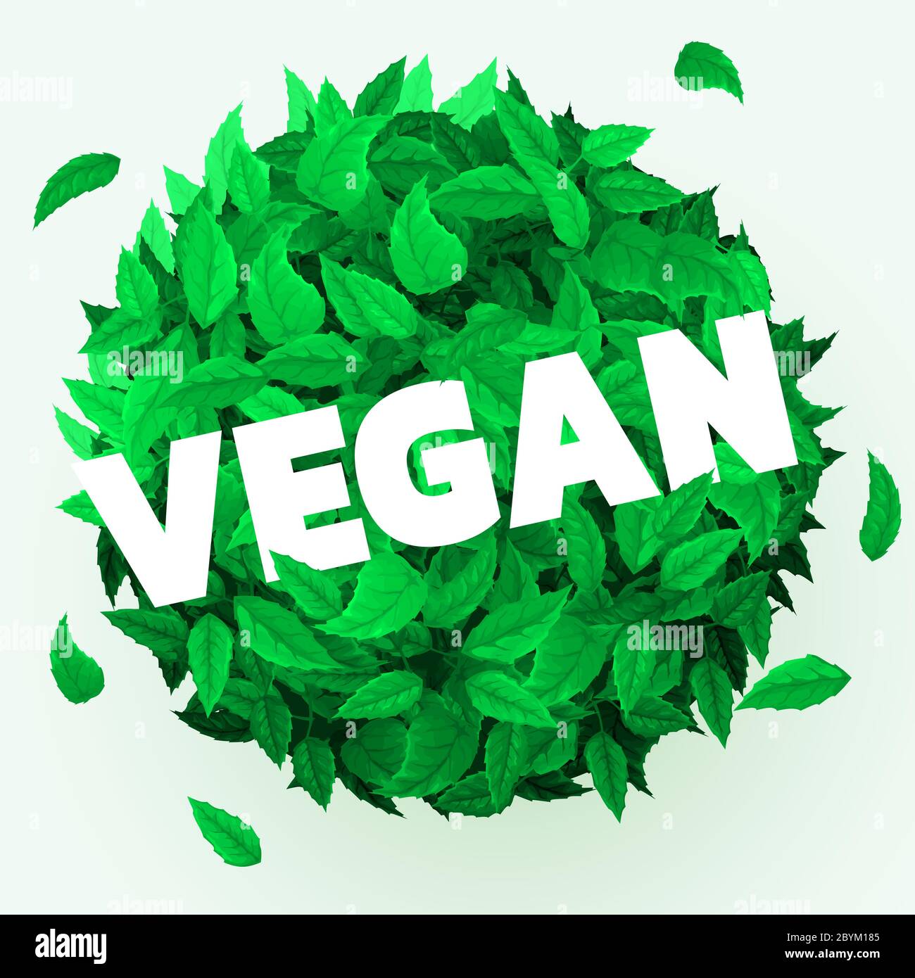 Fresh leaves background. Vegan concept. Healthy food. Vector ...