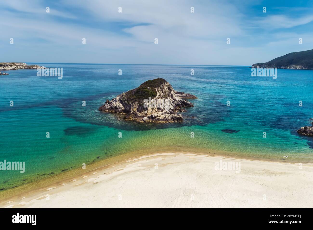 Aerial view of Kalamitsi beach on the Sithonia peninsula, in the ...