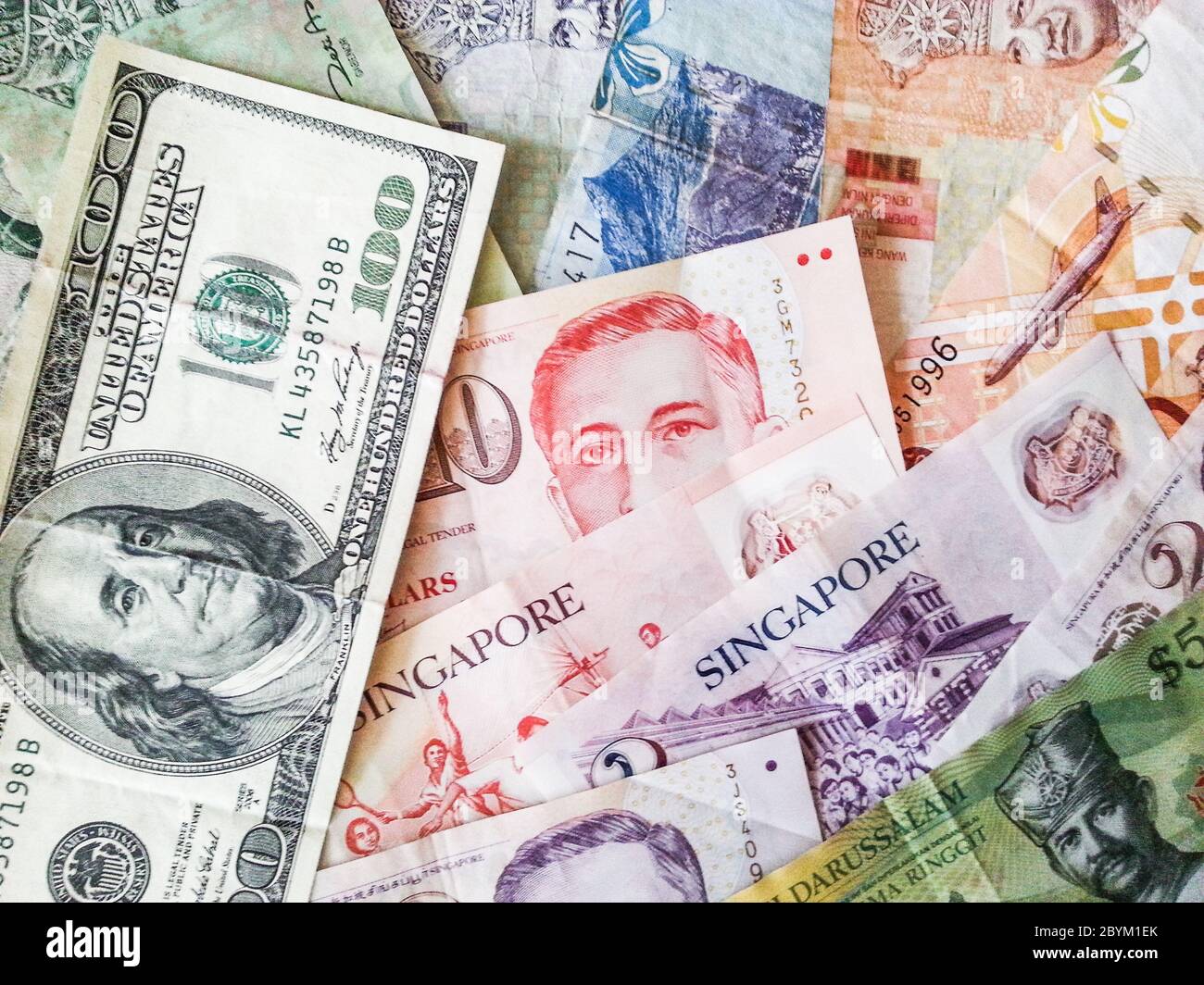 a collection of various currencies from countries the globe Stock Photo ...