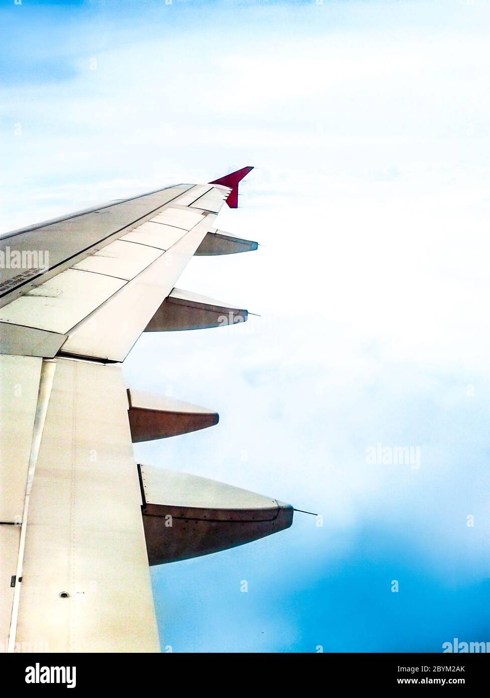 looking through window aircraft in wing aerial view of landscape and ...