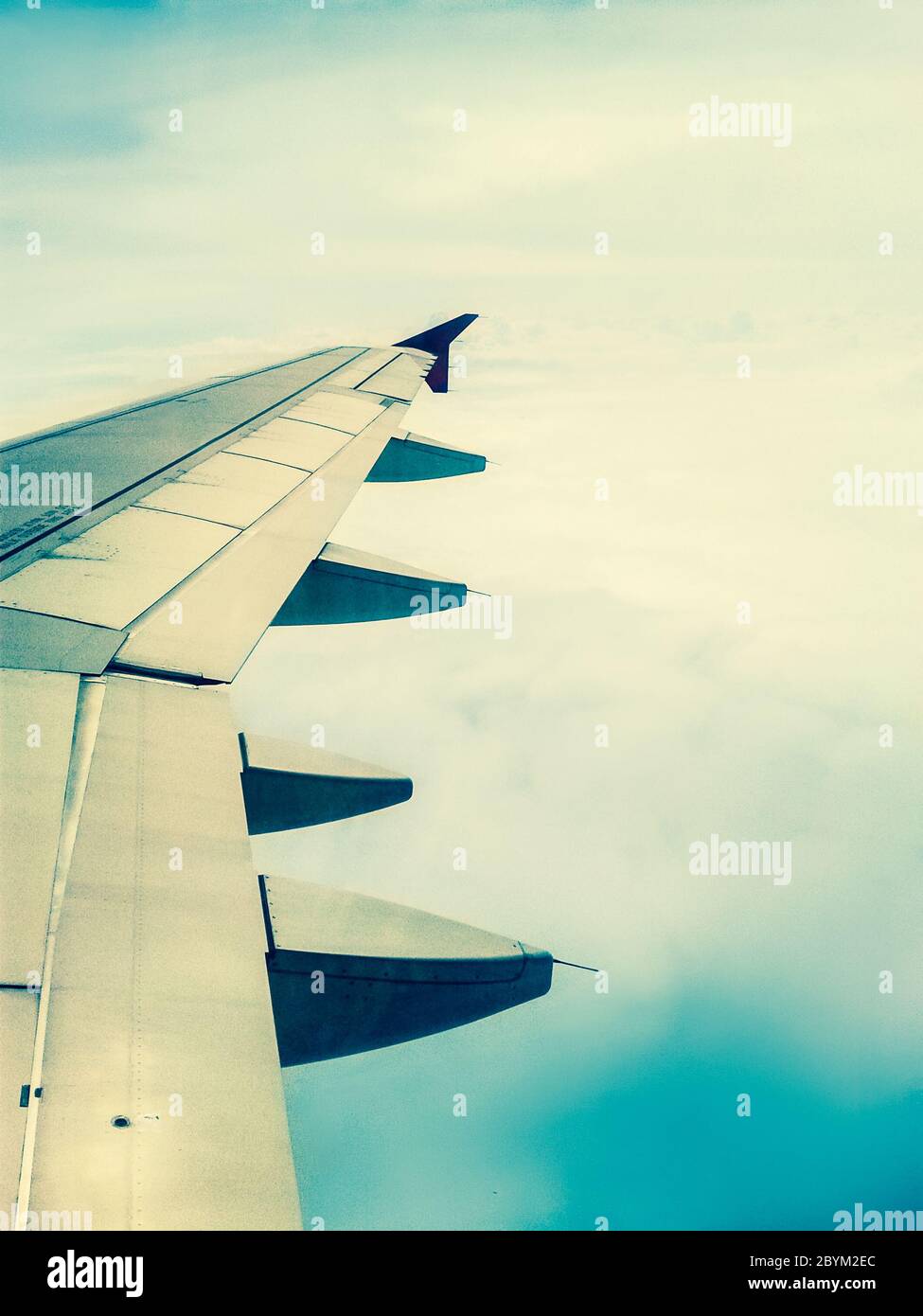 looking through window aircraft in wing aerial view of landscape and ...