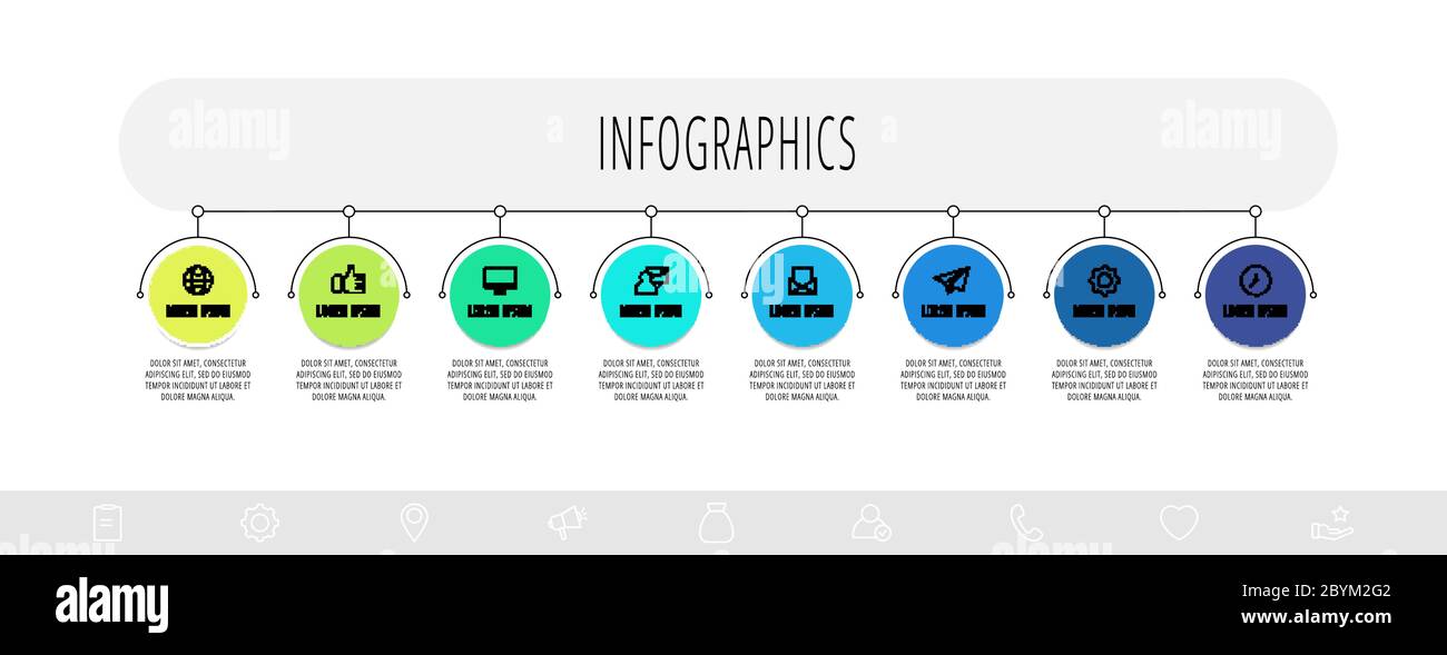 Infographics circles with 2 steps, labels. Line vector template. Can be used for diagram ...