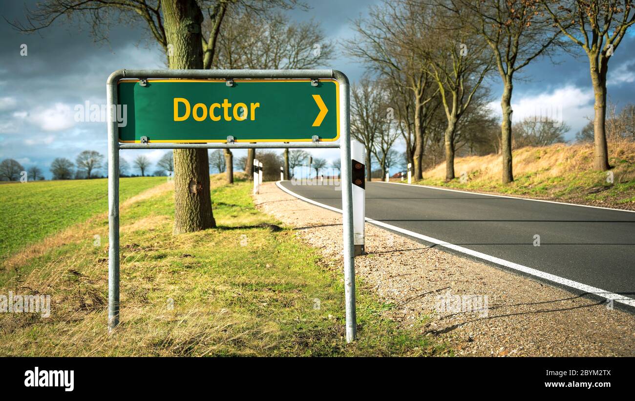Street Sign the Direction Way to Doctor Stock Photo - Alamy