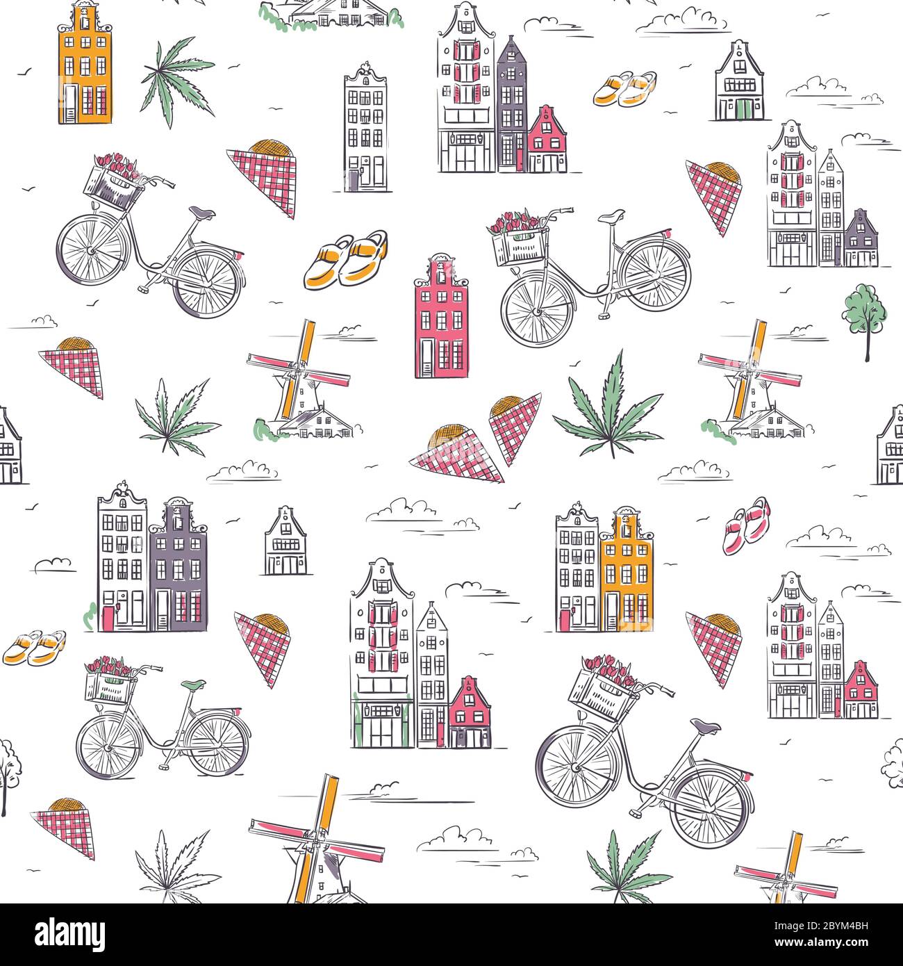 Hand drawn Amsterdam seamless background Stock Vector Image & Art - Alamy