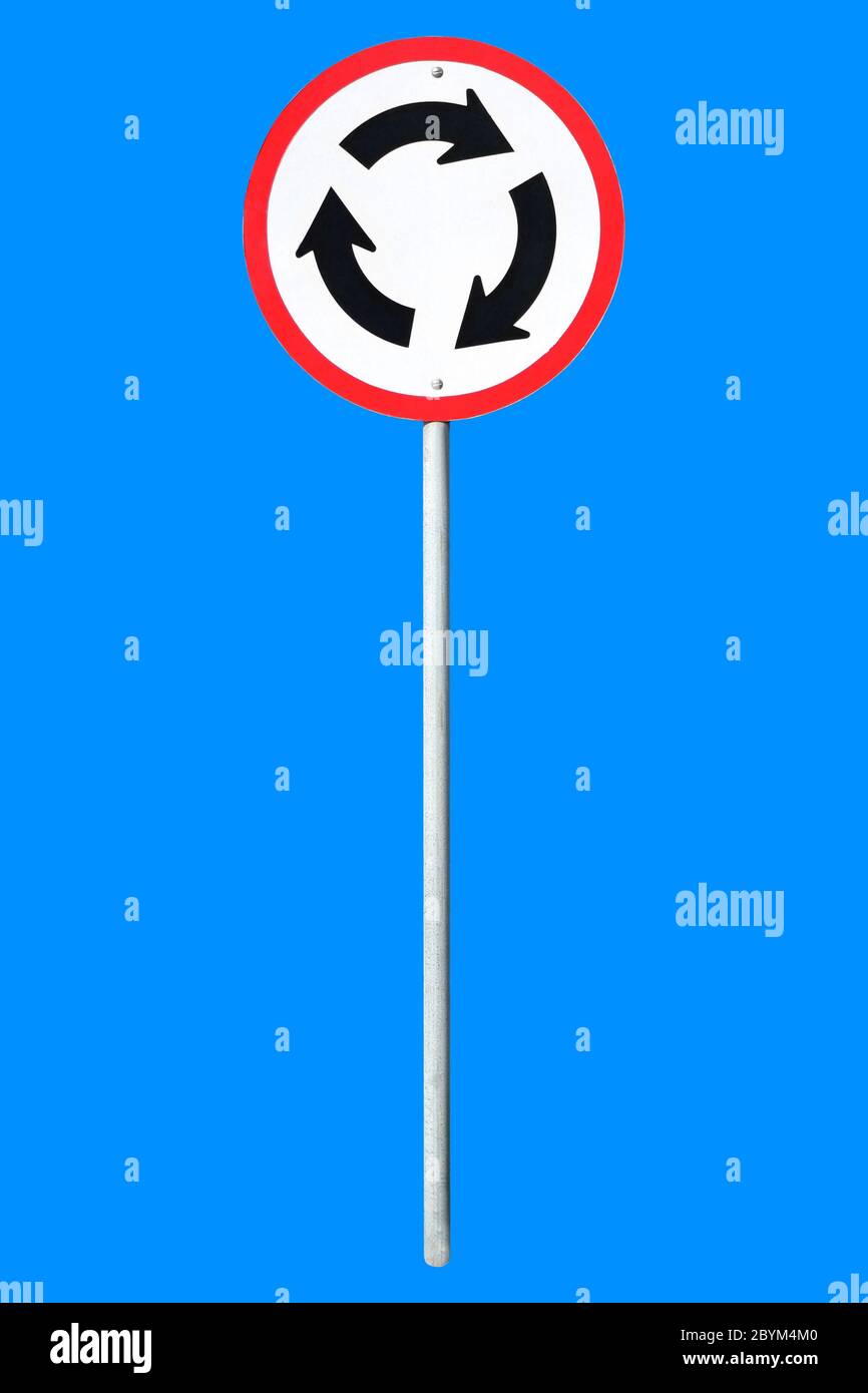 road sign metal surface transport circle right turner isolated ...