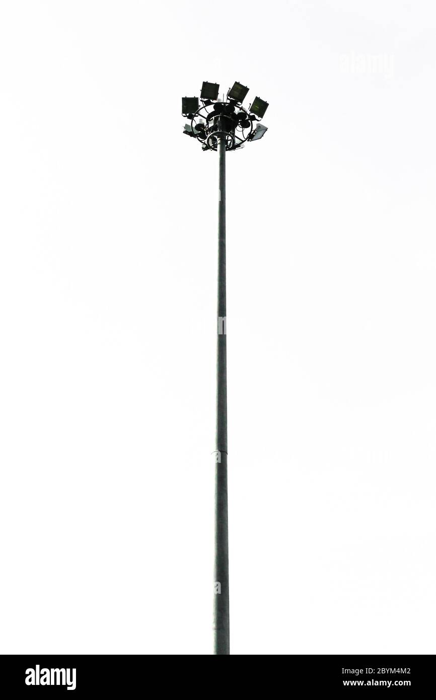 spotlight projection tower of football field isolated white background ...