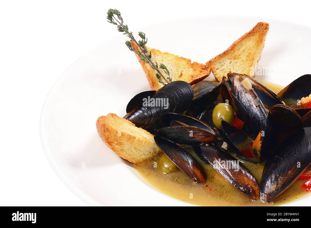 Mussels Tuscan with crispy ciabatta Stock Photo - Alamy