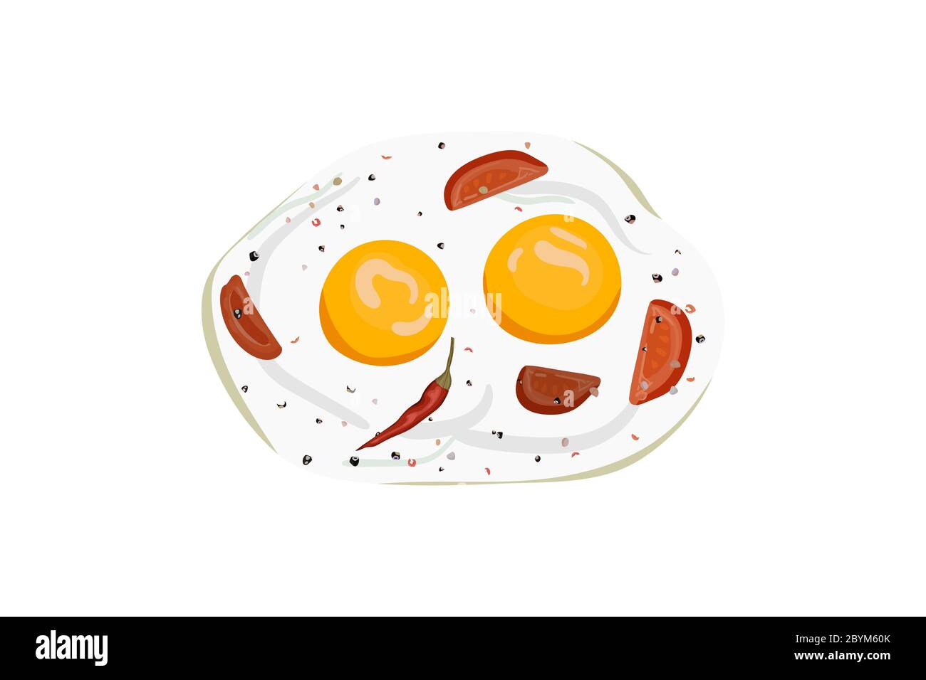 Omelet breakfast with eggs, tomato and peppers. Vector illustration. Healthy eating food Stock ...