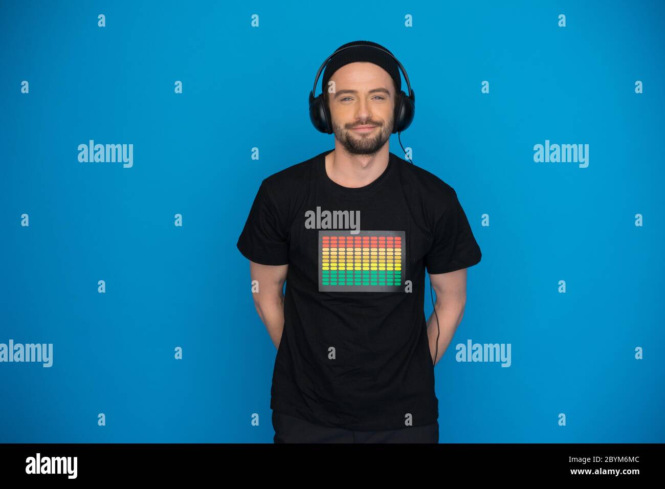 man dj wearing headphones Stock Photo - Alamy