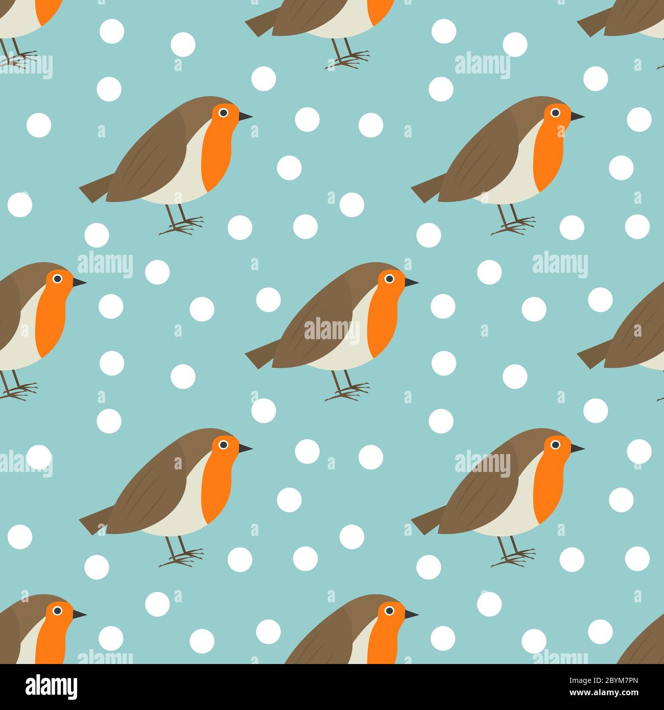 Robin birds cute winter snowy pattern. Vector illustration Stock Vector ...