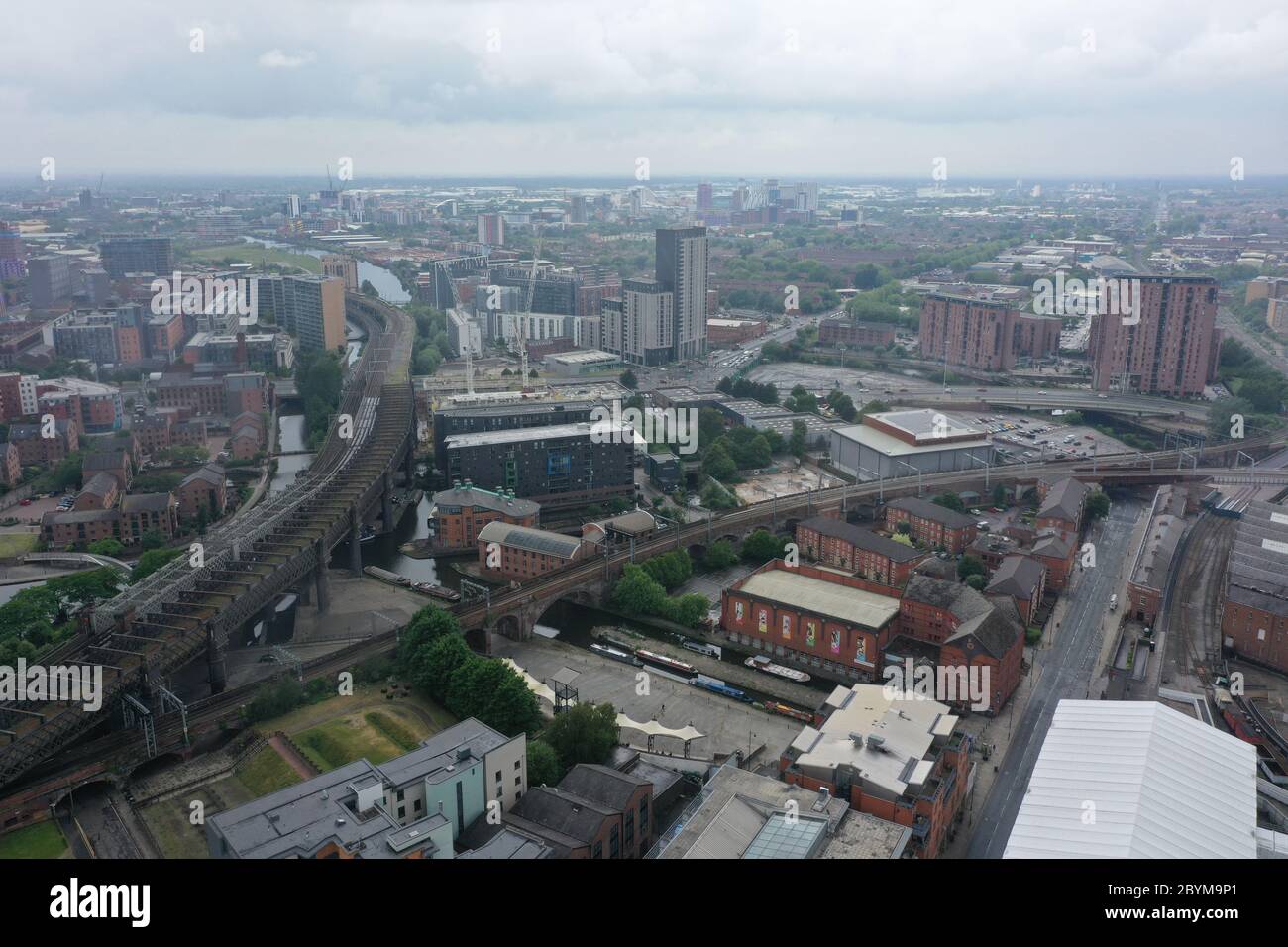 General view of Manchester City Centre from the Castlefield area Stock ...