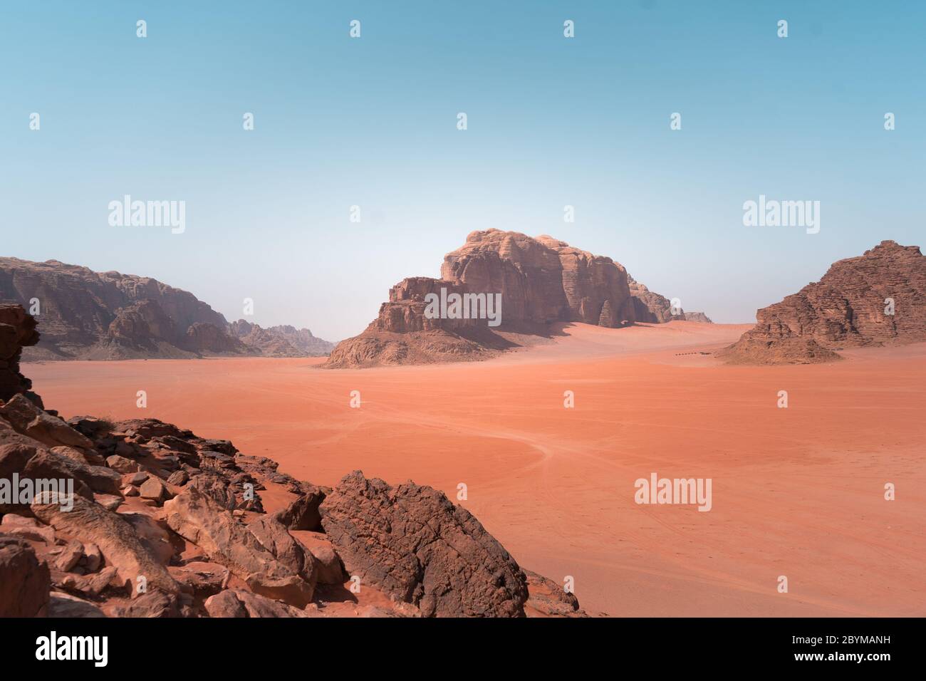 Breathtaking landscape of the morning desert rocks. Incredible lunar ...