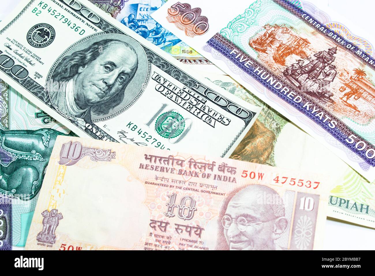 a collection of various currencies from countries the globe Stock Photo ...