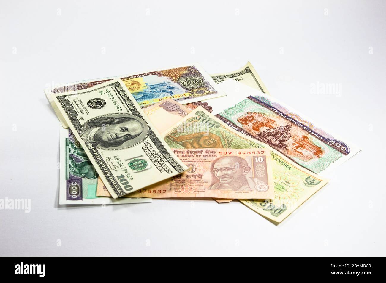 a collection of various currencies from countries the globe Stock Photo ...