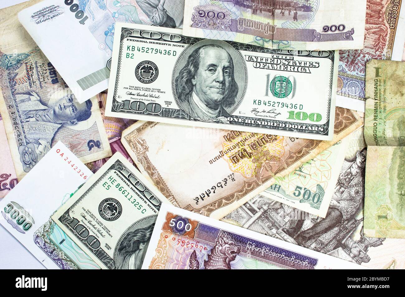a collection of various currencies from countries the globe Stock Photo ...