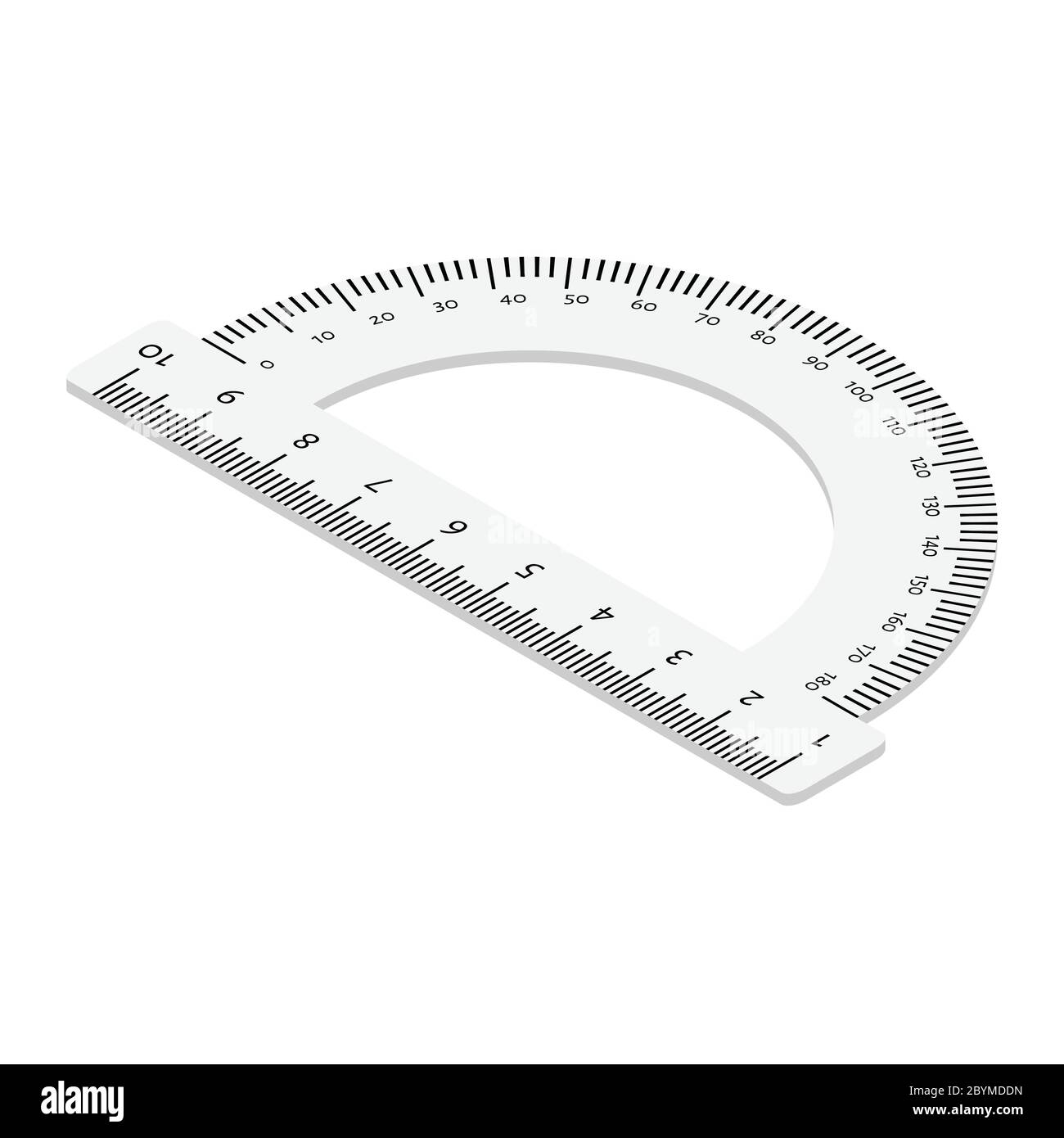 White transparent protractor ruler isolated on white background ...