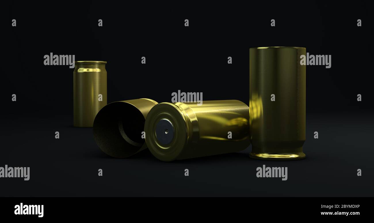 Cartridge cases of a small caliber pistol - 3d illustration Stock Photo ...