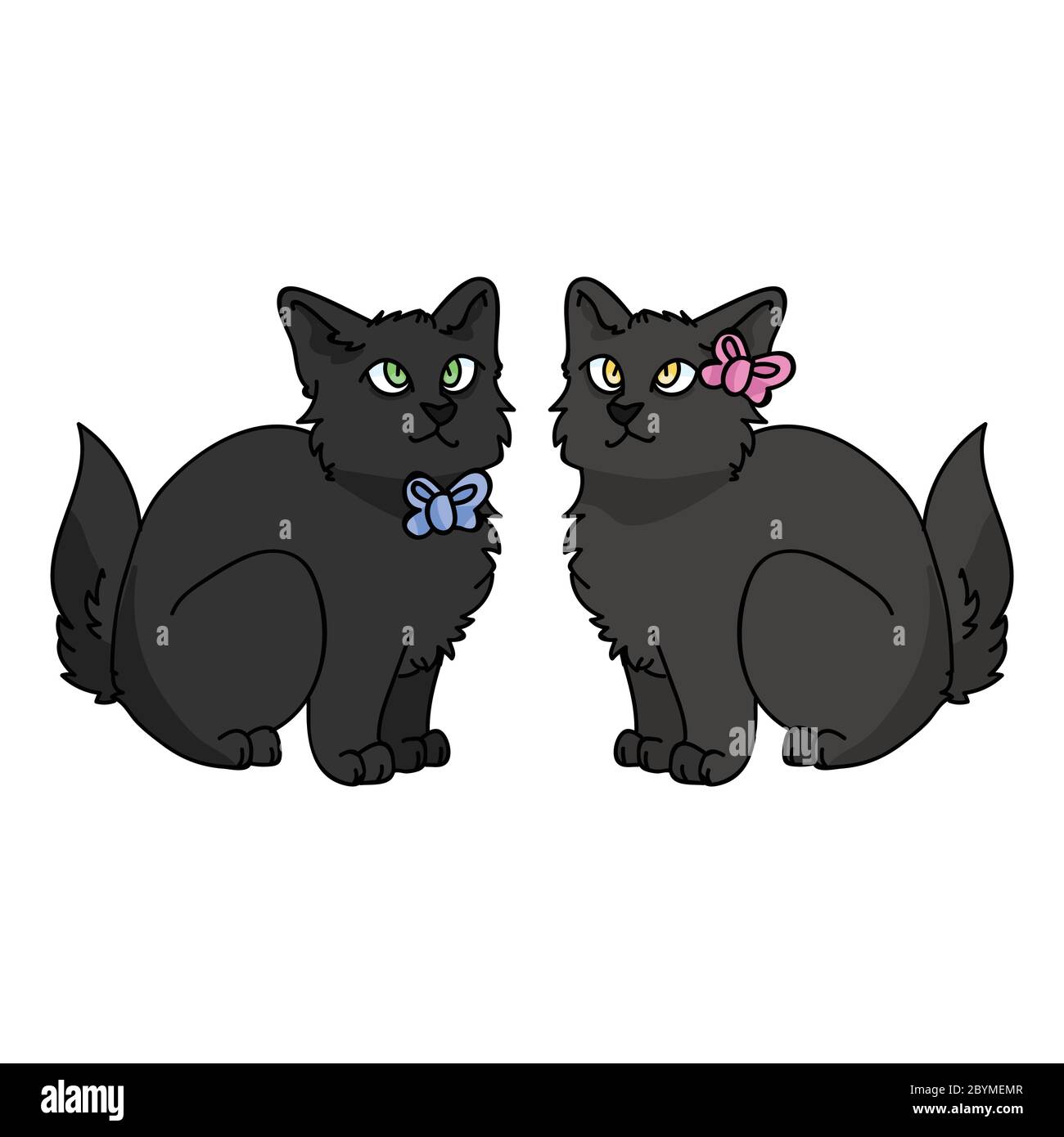 Cute cartoon Bombay kitten boy and girl vector clipart. Pedigree kitty ...