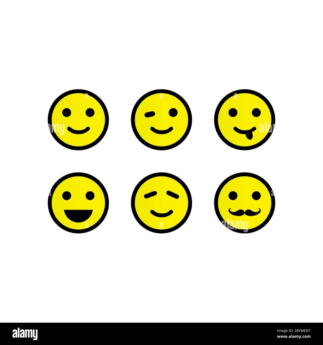Smile, emoji or faces with emotions of joy, satisfaction. Set of ...