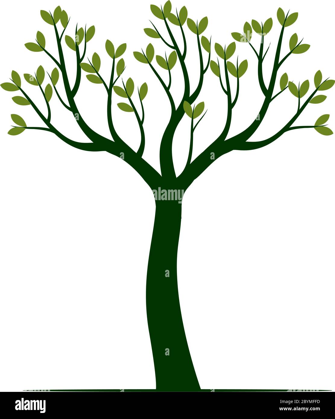 Green Spring and decoration Tree. Vector outline Illustration. Plant in ...