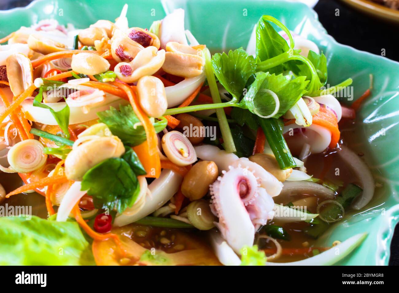 steam squid eggs salad with spicy lemon juice soup, samui thailand ...