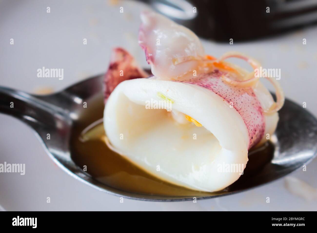 steam squid eggs salad with spicy lemon juice soup, samui thailand ...