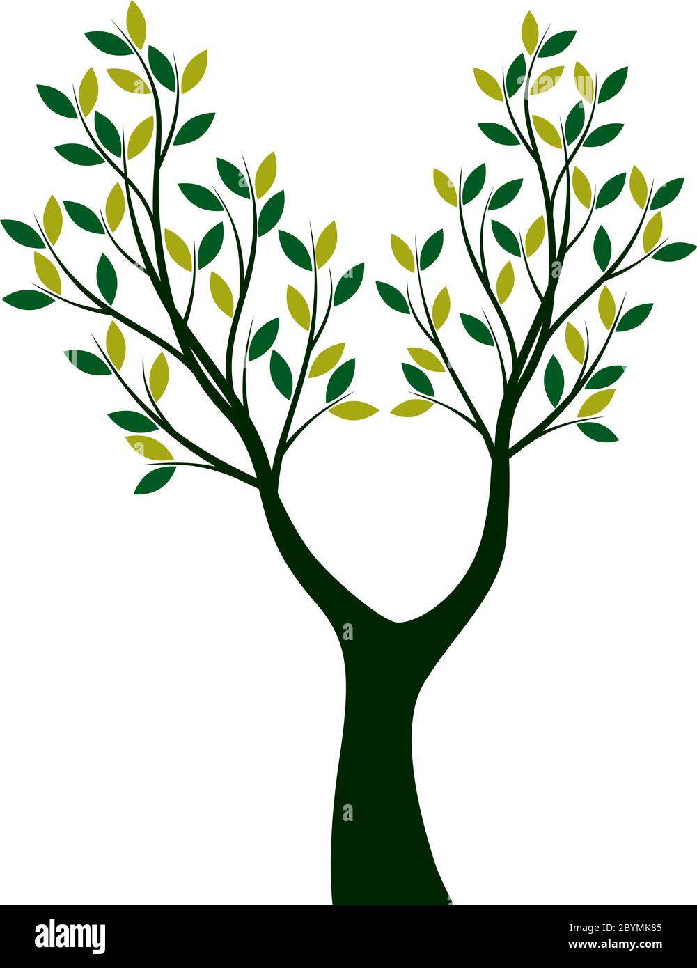 Green Spring and decoration Tree. Vector outline Illustration. Plant in ...