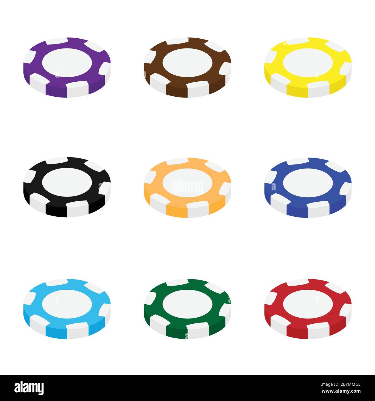 Casino coins chip set isometric view isolated on white background Stock ...