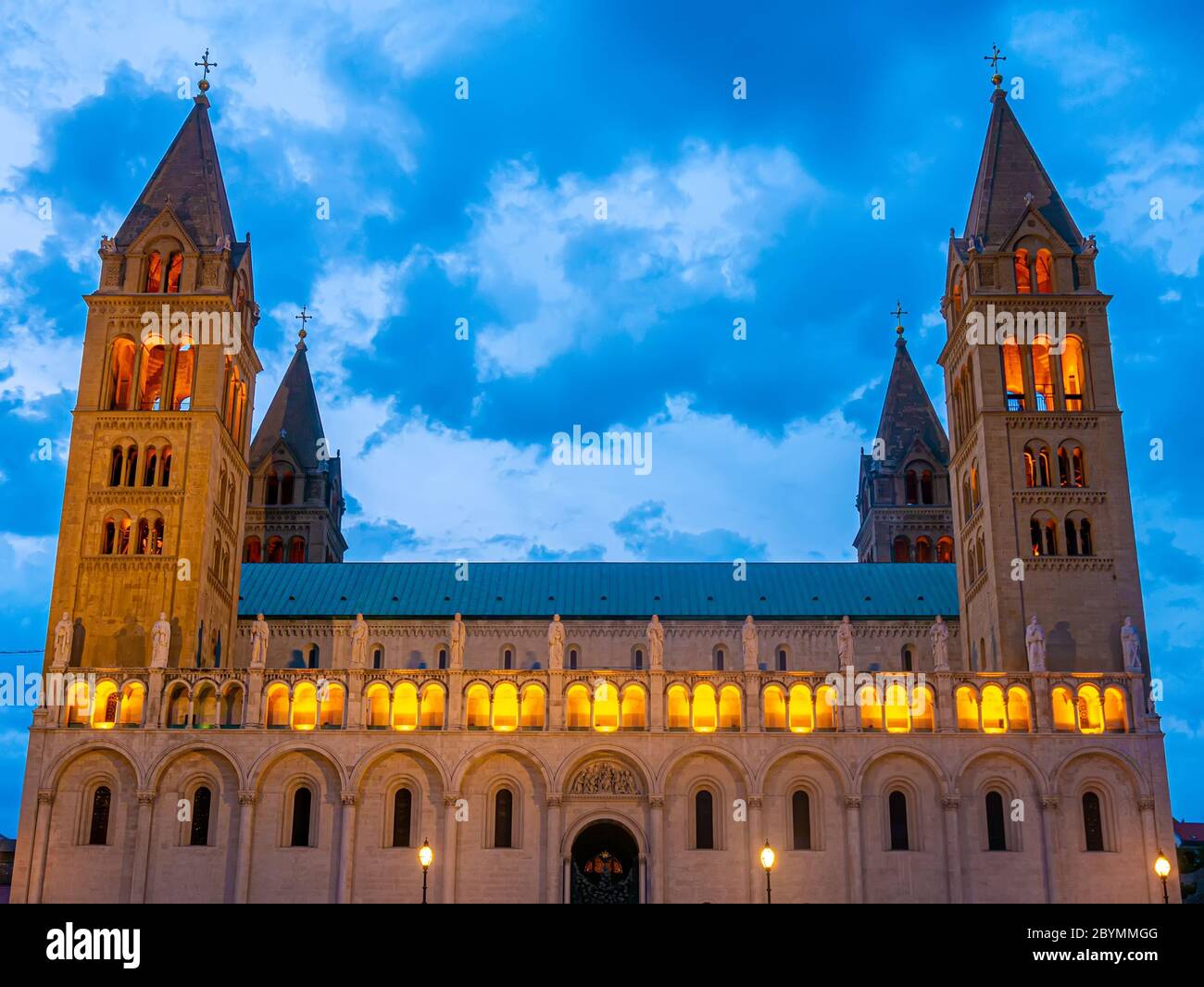 View on a historic church in Pecs, Hungary on a cloudy day Stock Photo ...