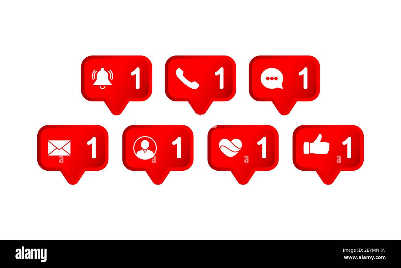 Social networking portal notification. Like icon, notification, message ...