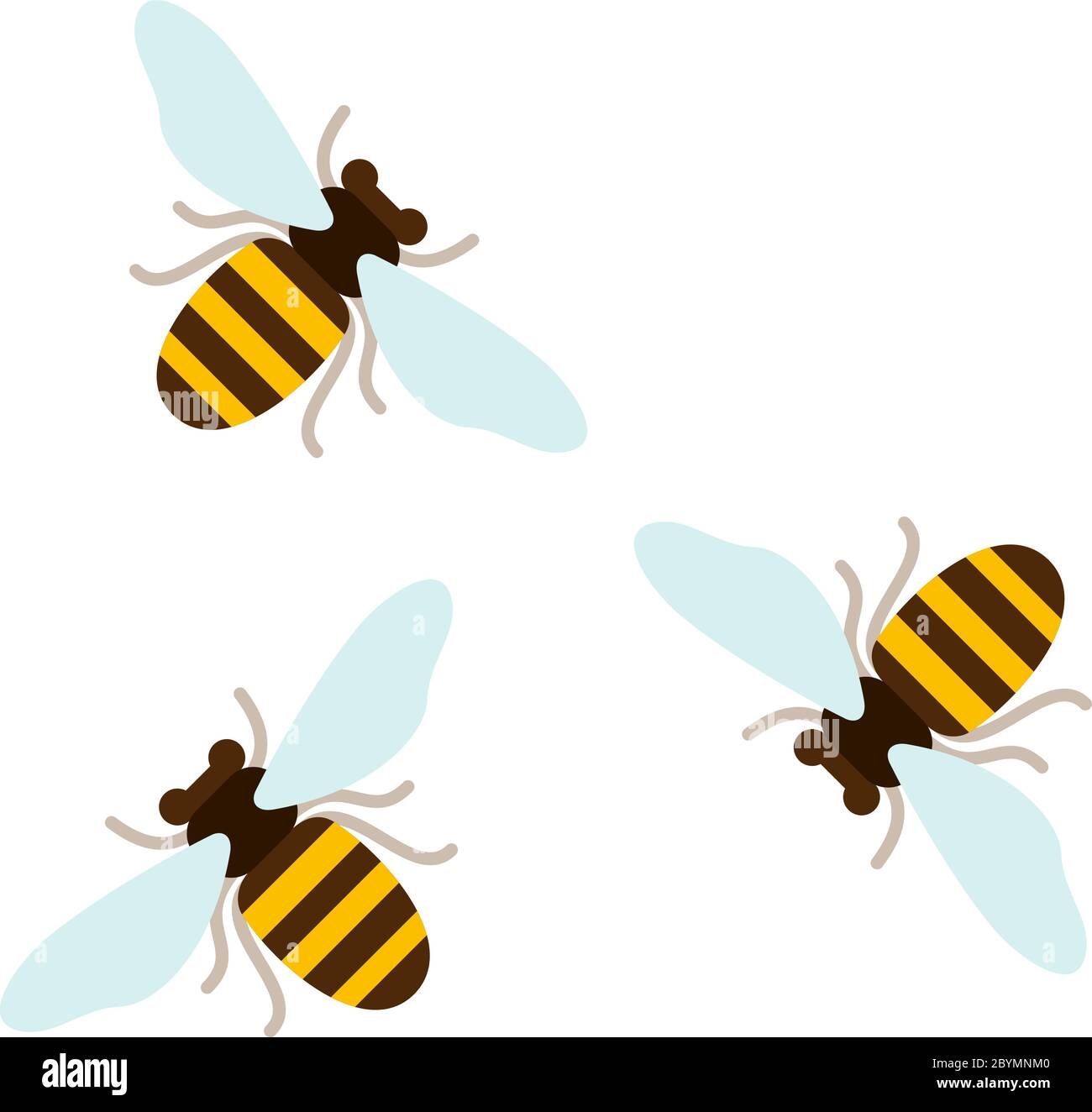 Three flying bees top view flat isolated Stock Vector Image & Art - Alamy