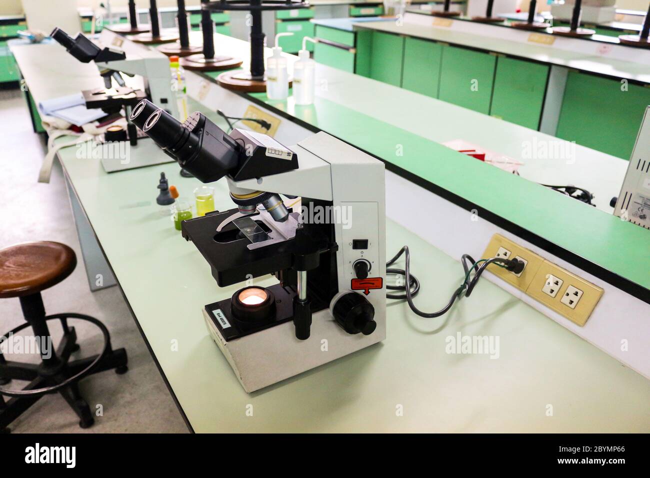laboratory microscope science room background Stock Photo - Alamy